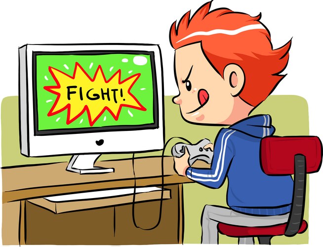 Laughing new modern desktop computer cartoon Vector Image