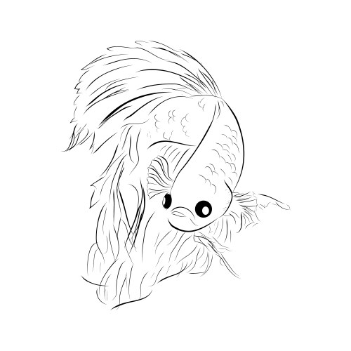 Outline betta or siamese fighting fish big Vector Image