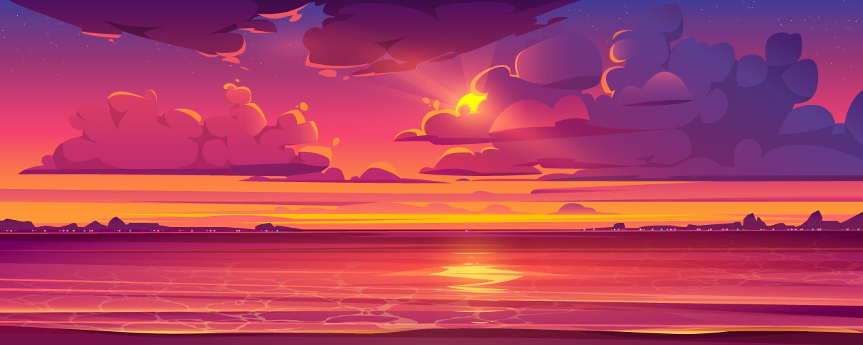Cartoon evening sky sunset or morning landscape Vector Image