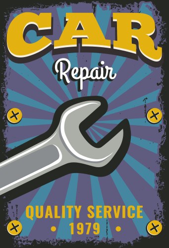 Retro garage service colorful poster Royalty Free Vector