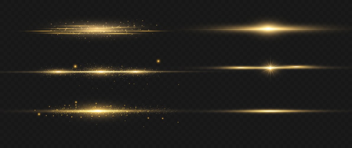 Golden glow line yellow horizontal light rays Vector Image