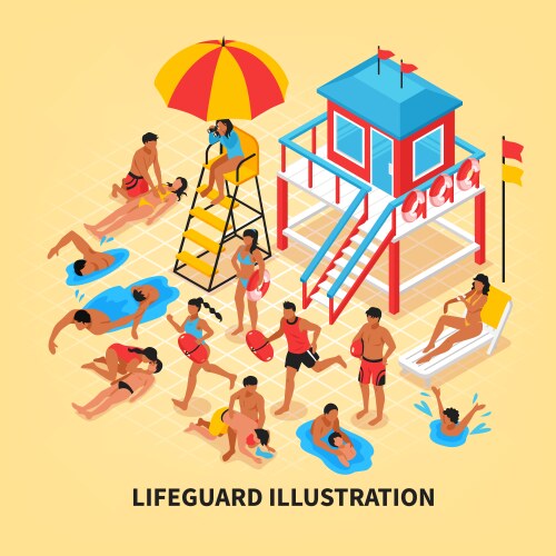 Male lifeguard holding a rescue can Royalty Free Vector
