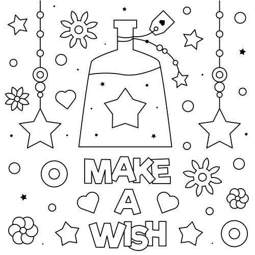 Make a wish coloring page black and white Vector Image