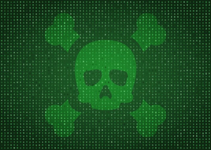 Skull constructed with green binary code Vector Image