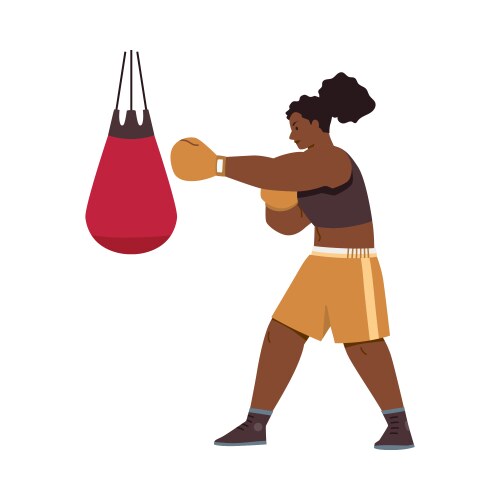 Boxer training with bag Royalty Free Vector Image