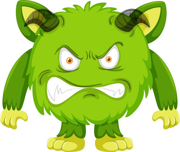 Scary green monster character Royalty Free Vector Image