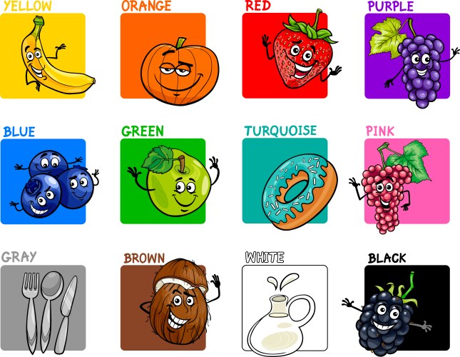 Primary colors cartoon set Royalty Free Vector Image