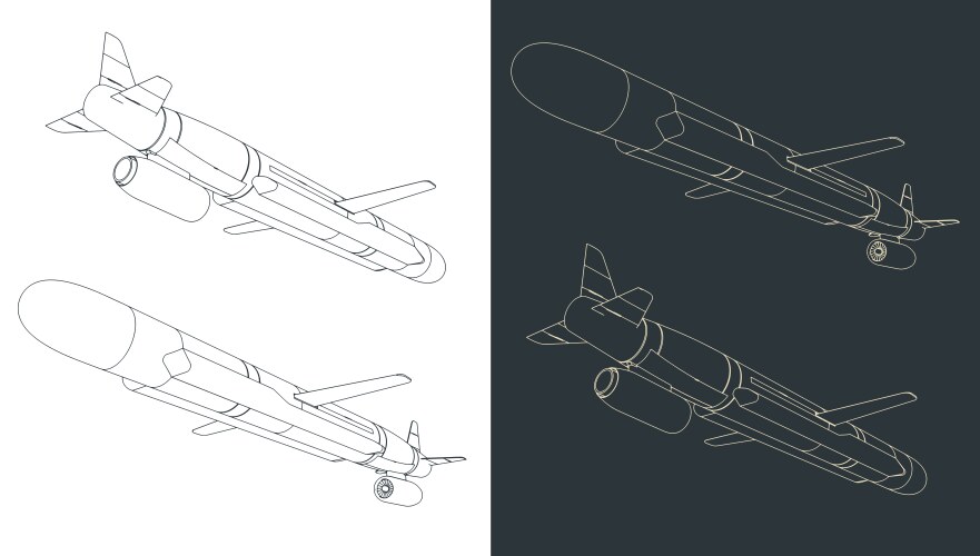 Black silhouette of cruise or ballistic missile Vector Image