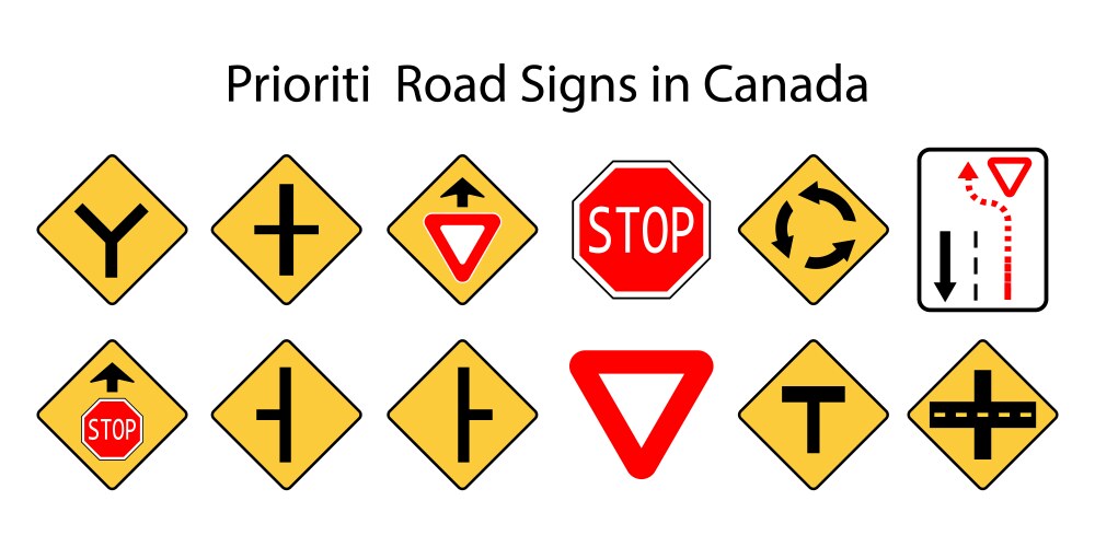Road signs in canada canadian warning Royalty Free Vector