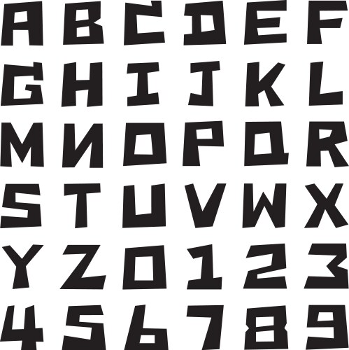Stencil square font alphabet number Royalty Free Vector Stencil square font alphabet number Royalty Free Vector