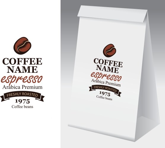 Coffee package with text and branch Royalty Free Vector