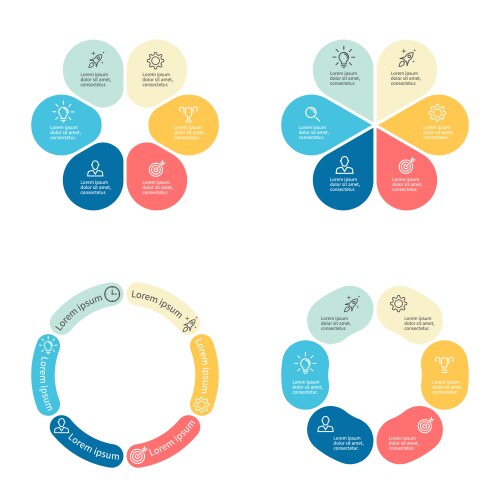 Circular chart diagram with 6 steps options Vector Image
