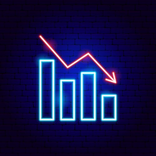 Dashboard line graph neon sign Royalty Free Vector Image