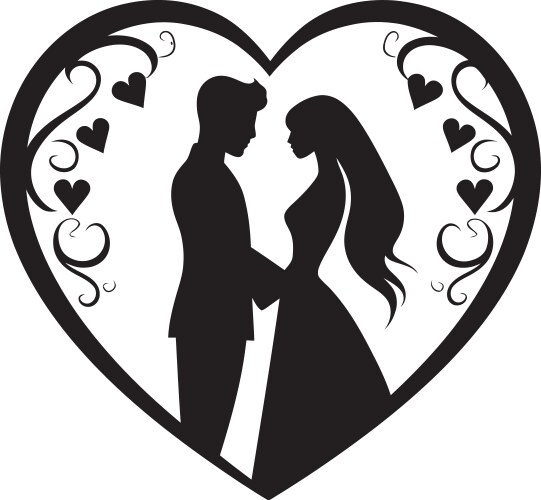 Bliss monochromatic marriage portraitsinked Vector Image