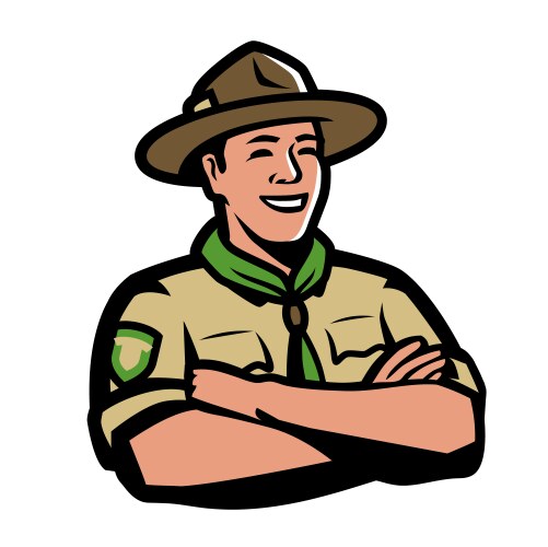 Park ranger in uniform scout camping symbol Vector Image