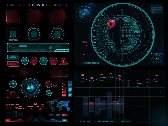 Hud and ui set elements sci fi futuristic user Vector Image