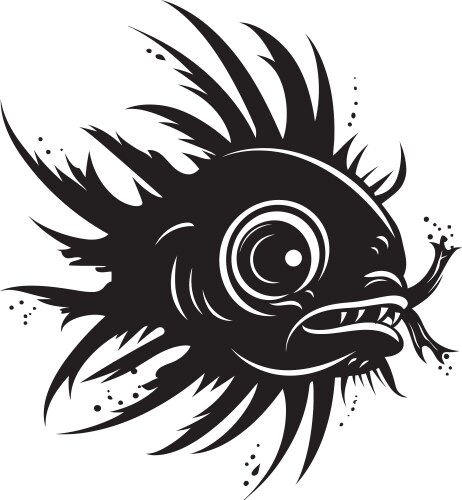 Sinister swim evil angular fish icon in logo form Vector Image