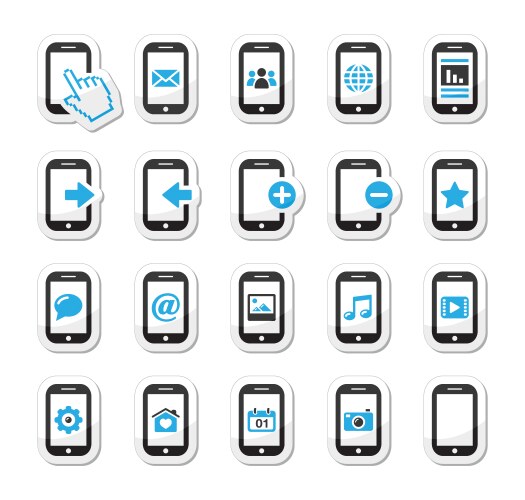 Mobile sms text message mail icons set as labels Vector Image