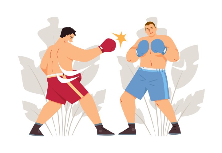 Two boxers fighting on the ring flat Royalty Free Vector