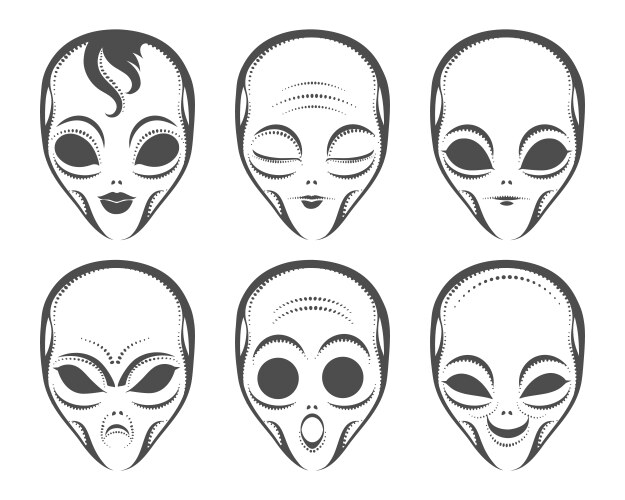 Vintage monochrome alien face concept Royalty Free Vector