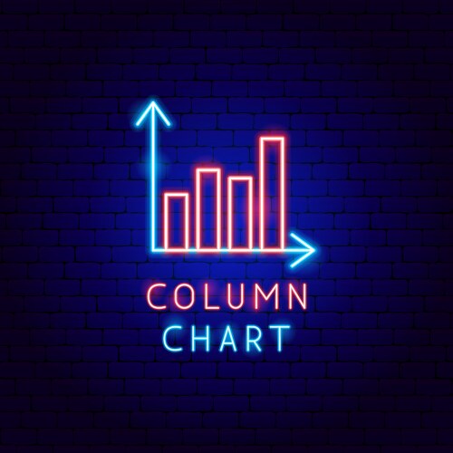 Bar chart neon label Royalty Free Vector Image