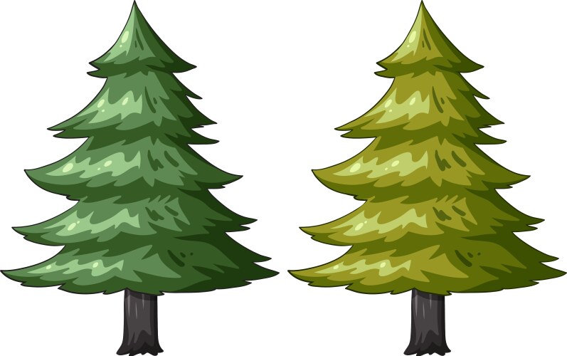 Two stylized evergreen trees in a format Vector Image