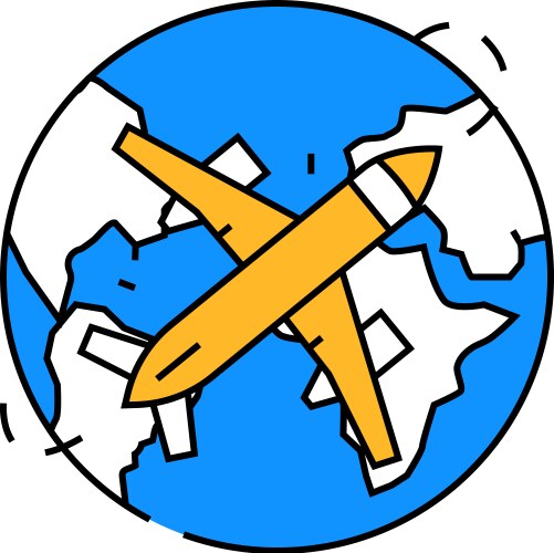 Airplane map location icon doodle Royalty Free Vector Image