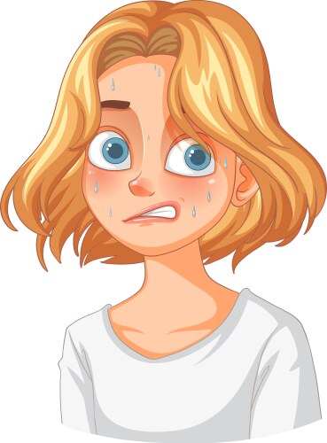 A girl looking anxious and sweating Royalty Free Vector