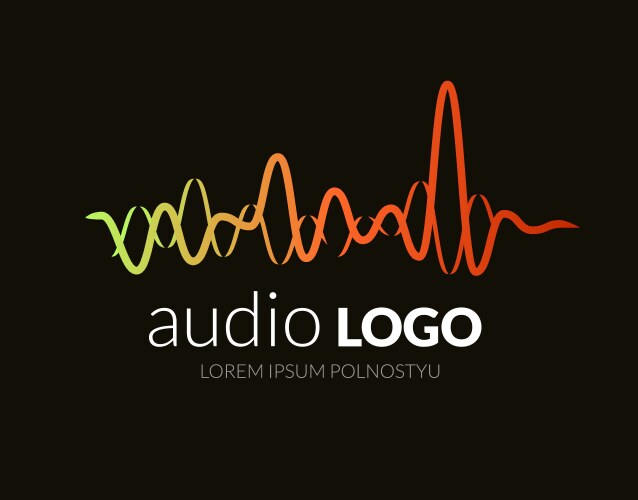 Sound logos set music radio cardio wave Royalty Free Vector