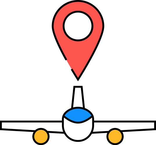 Airplane map location icon doodle Royalty Free Vector Image