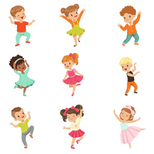 Set of kids singing and dancing Royalty Free Vector Image