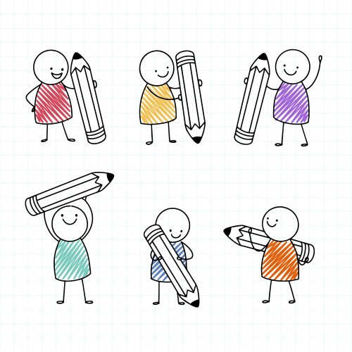 Hand drawn style stickman pack Royalty Free Vector Image