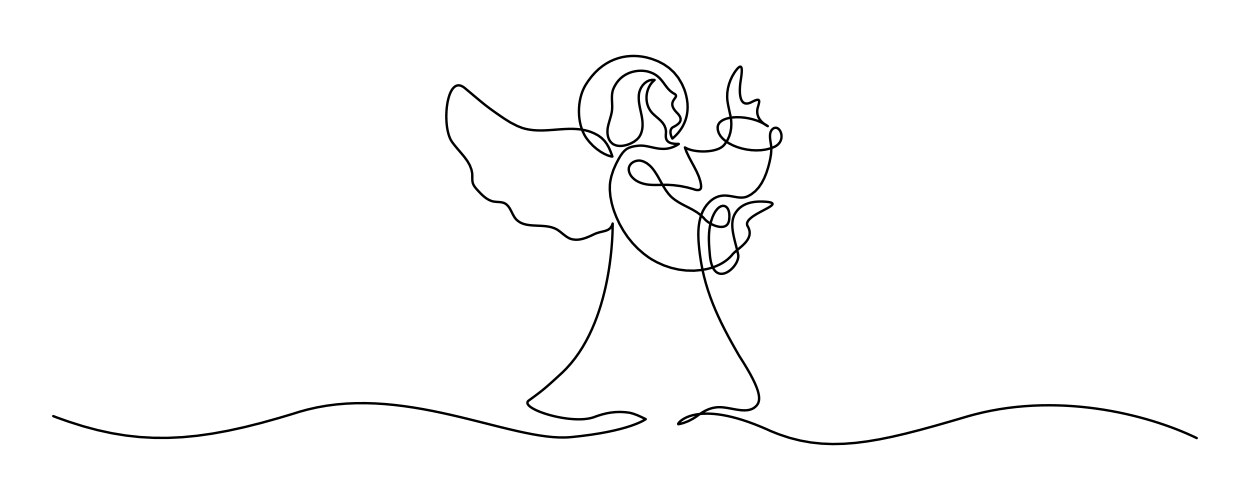 Bible merry christmas angel woman one line drawing