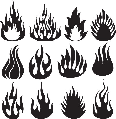 Set of flame symbols Royalty Free Vector Image