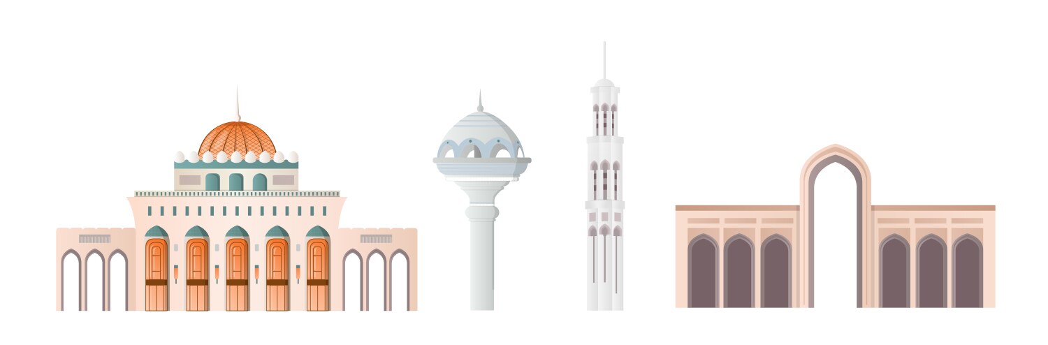 Travel to oman muscat city historical building Vector Image