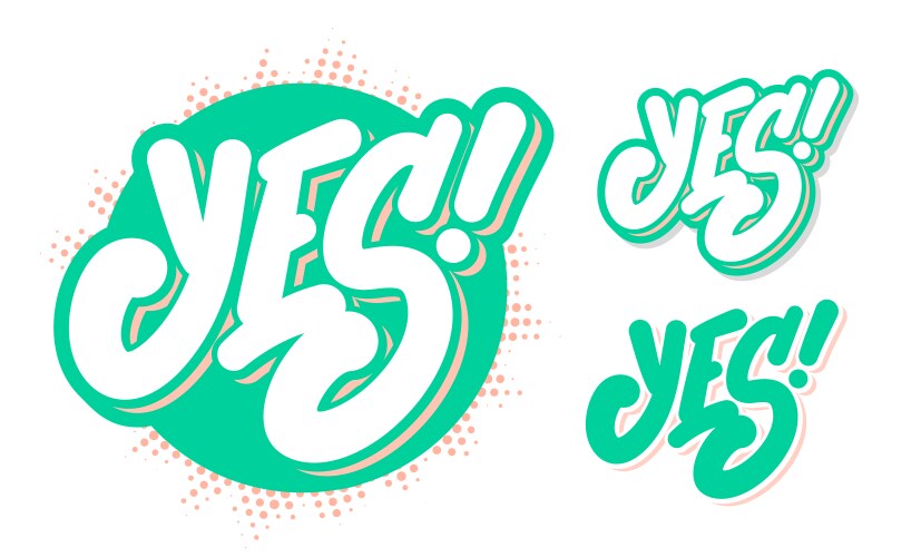 Yes word handwritten letterings Royalty Free Vector Image