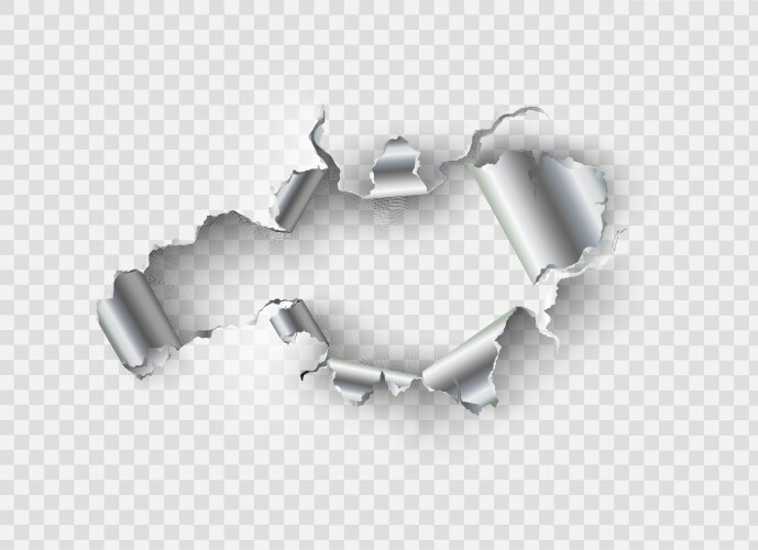 Ragged hole torn in ripped metal Royalty Free Vector Image