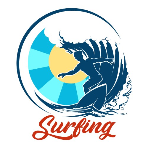 Surfer and big wave surfing Royalty Free Vector Image