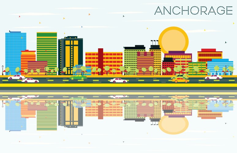 Anchorage single line skyline profile banner Vector Image