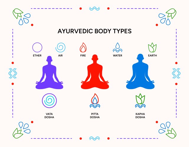 Ayurveda doshas infographic poster Royalty Free Vector Image