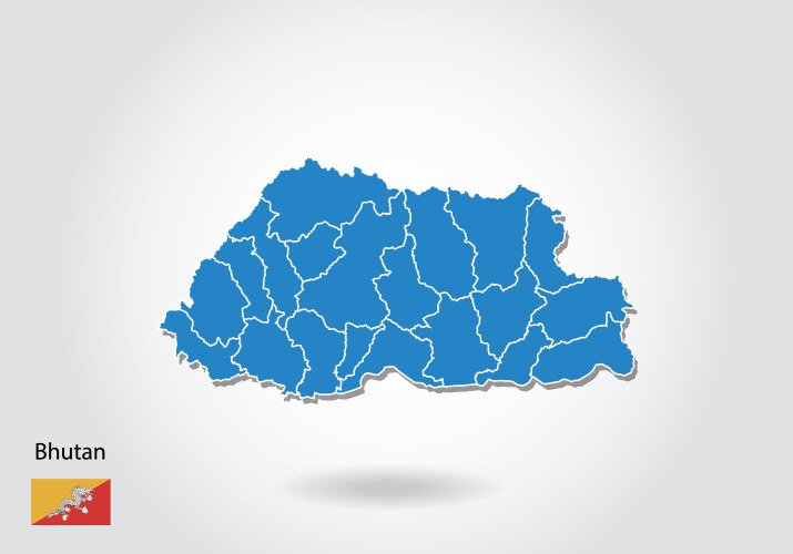 Vintage bhutan map with regions borders and major Vector Image