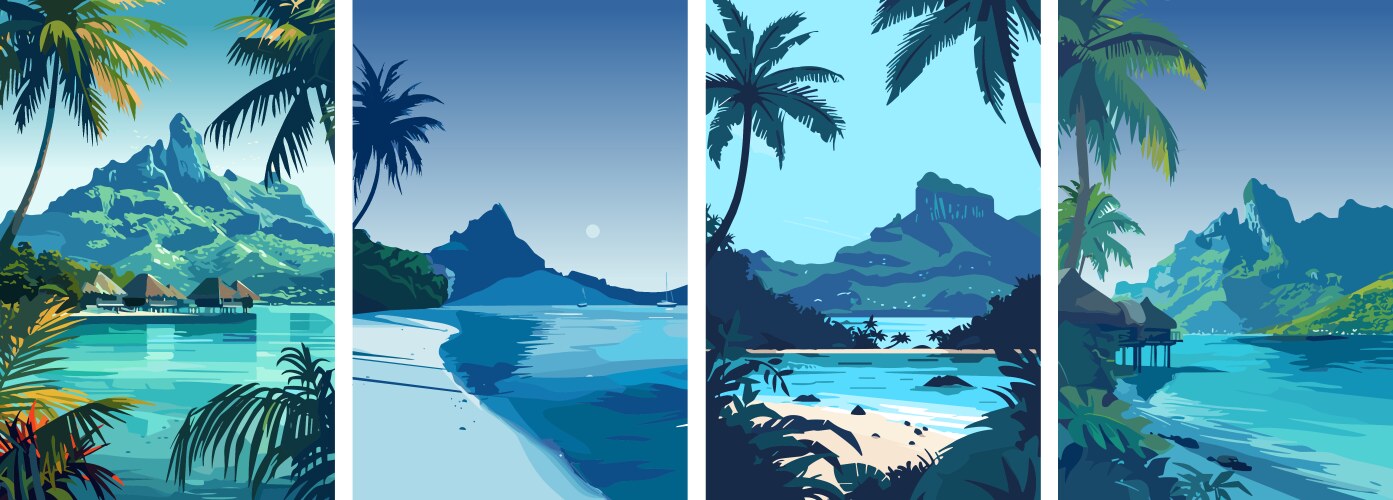 Ocean waves hit the sand shore top view posters Vector Image