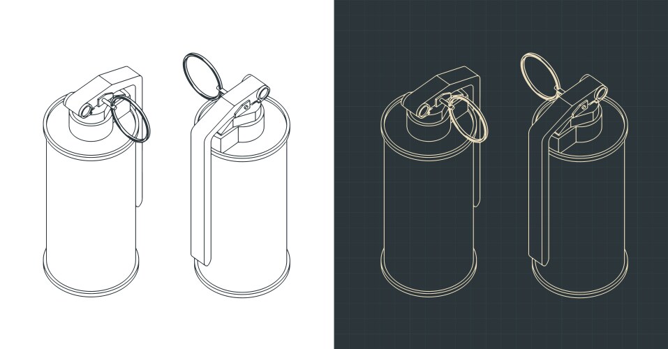 Hand grenade isometric drawings Royalty Free Vector Image