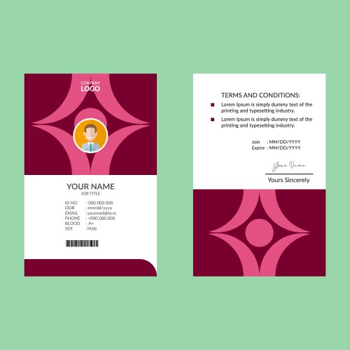 Red elegant id card design template Royalty Free Vector