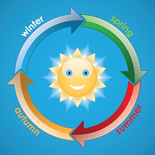 Four seasons clock Royalty Free Vector Image - VectorStock