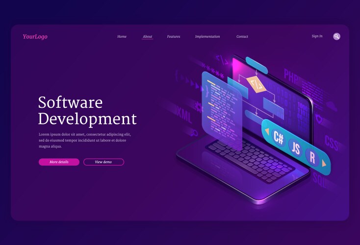 Isometric website development and application Vector Image