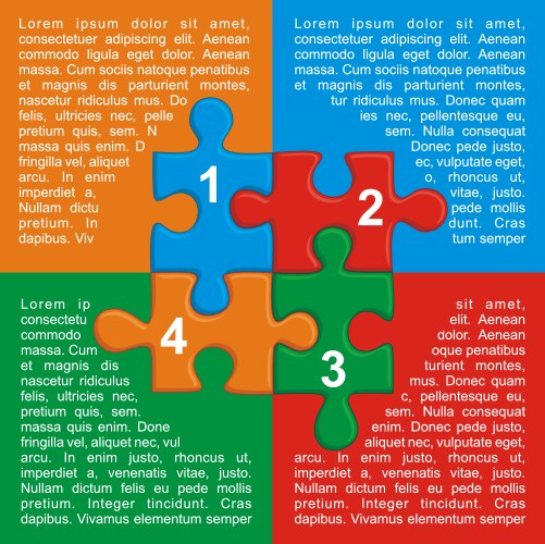 Creative jigsaw puzzle poster template with four Vector Image