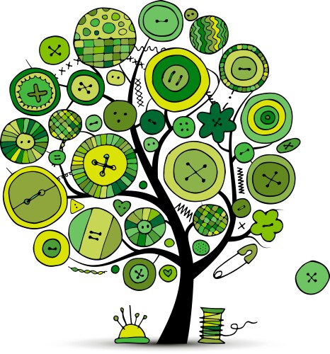 Sewing tree sketch for your design Royalty Free Vector Image