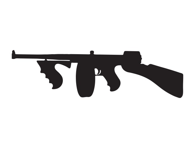 Thompson m1921 submachine gun silhouette art Vector Image
