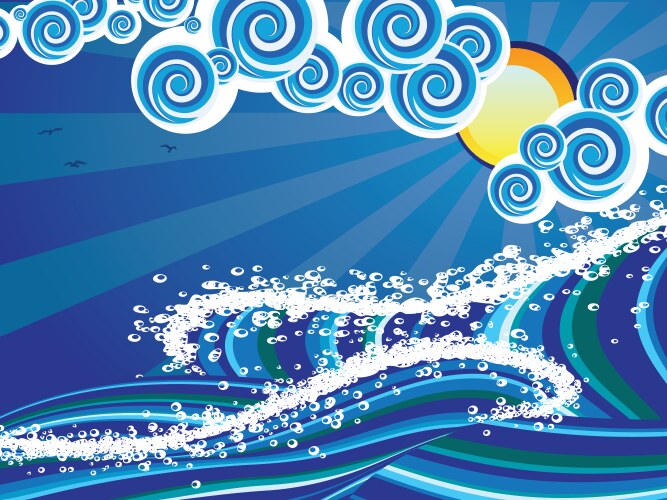 Cartoon stormy sea Royalty Free Vector Image - VectorStock